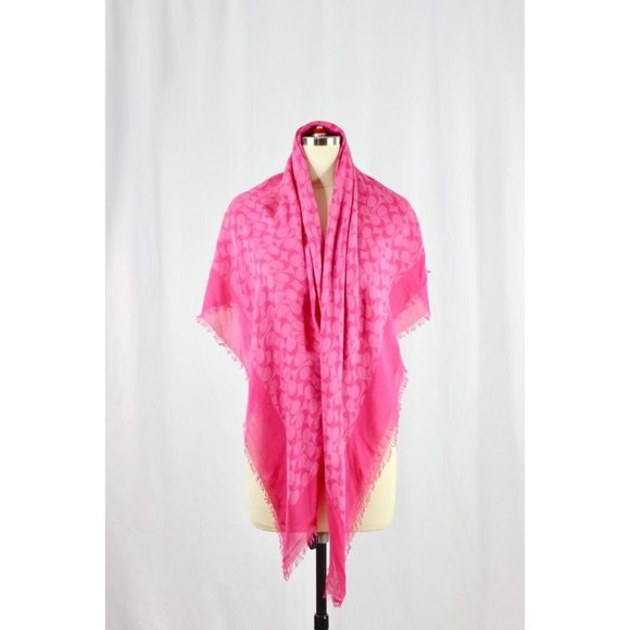 Coach | Accessories | Coach Fuchsia Pink Logo Wool Silk Pashmina ...